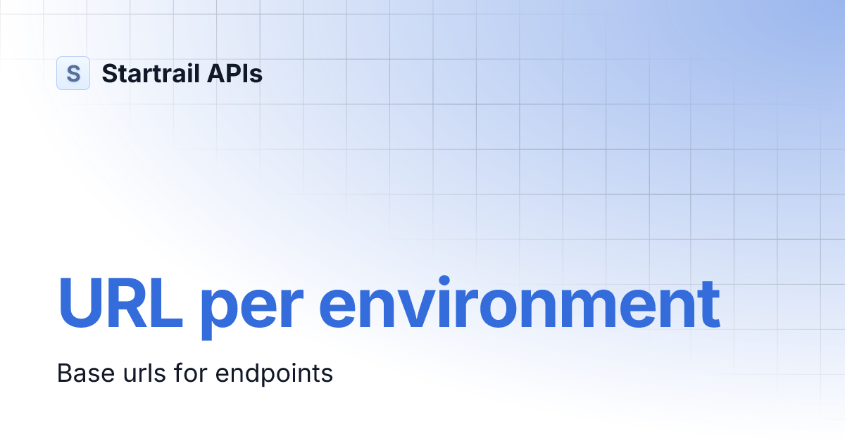 URL per environment | Startrail APIs